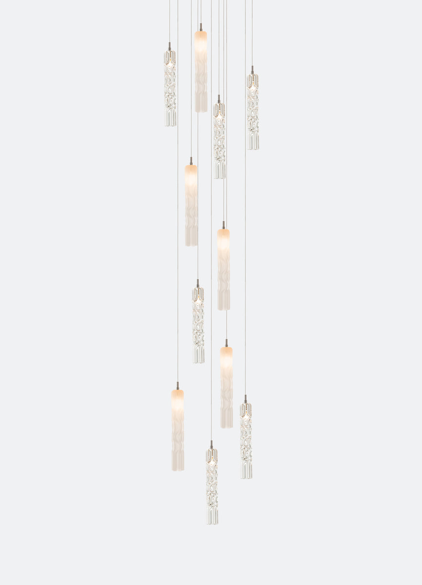Modern & Elegant Glass Blown Hand Twisted Tubes Multi-Pendant Lighting ...